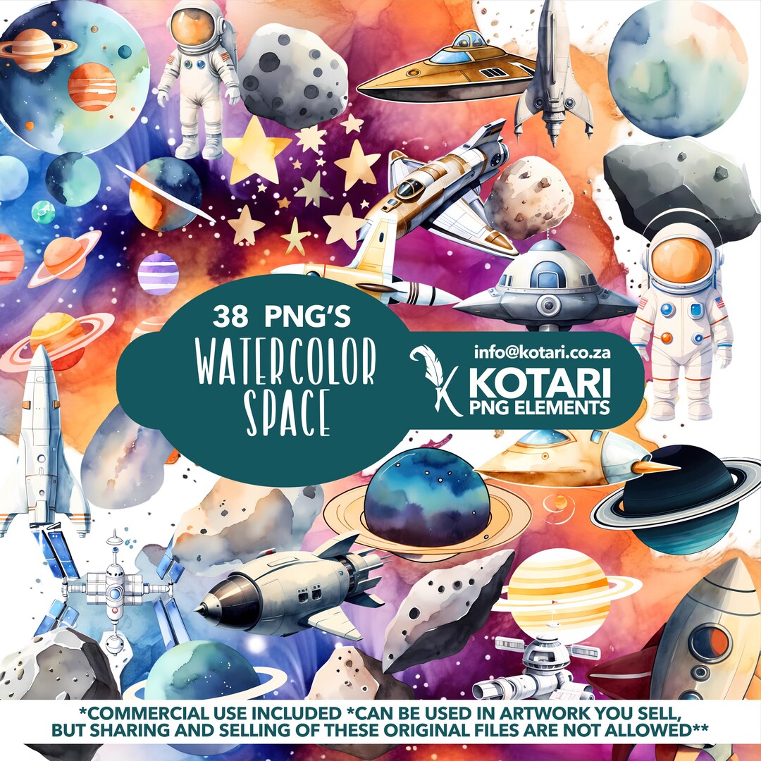 Watercolor Space - Transparent PNG Clipart - Commercial Use - Etsy