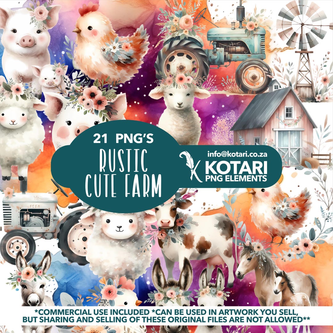 Rustic Cute Farm - Transparent PNG Clipart - Commercial Use - Etsy