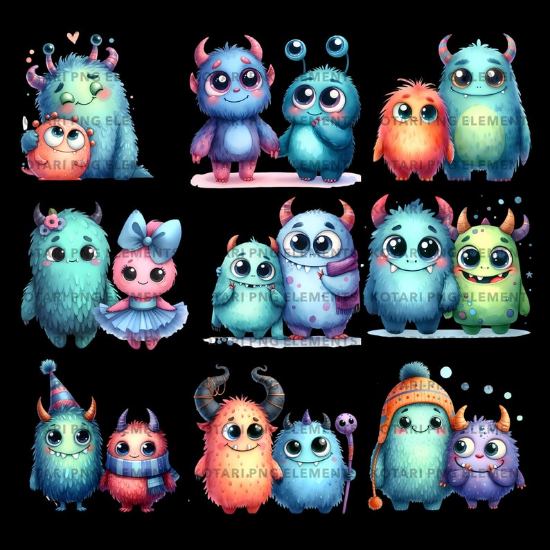 Friends Monsters Transparent PNG Clipart Commercial Use - Etsy