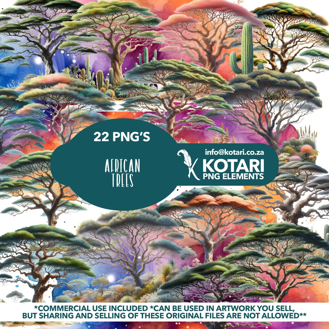 African Trees - Transparent PNG Clipart - Commercial Use - Etsy