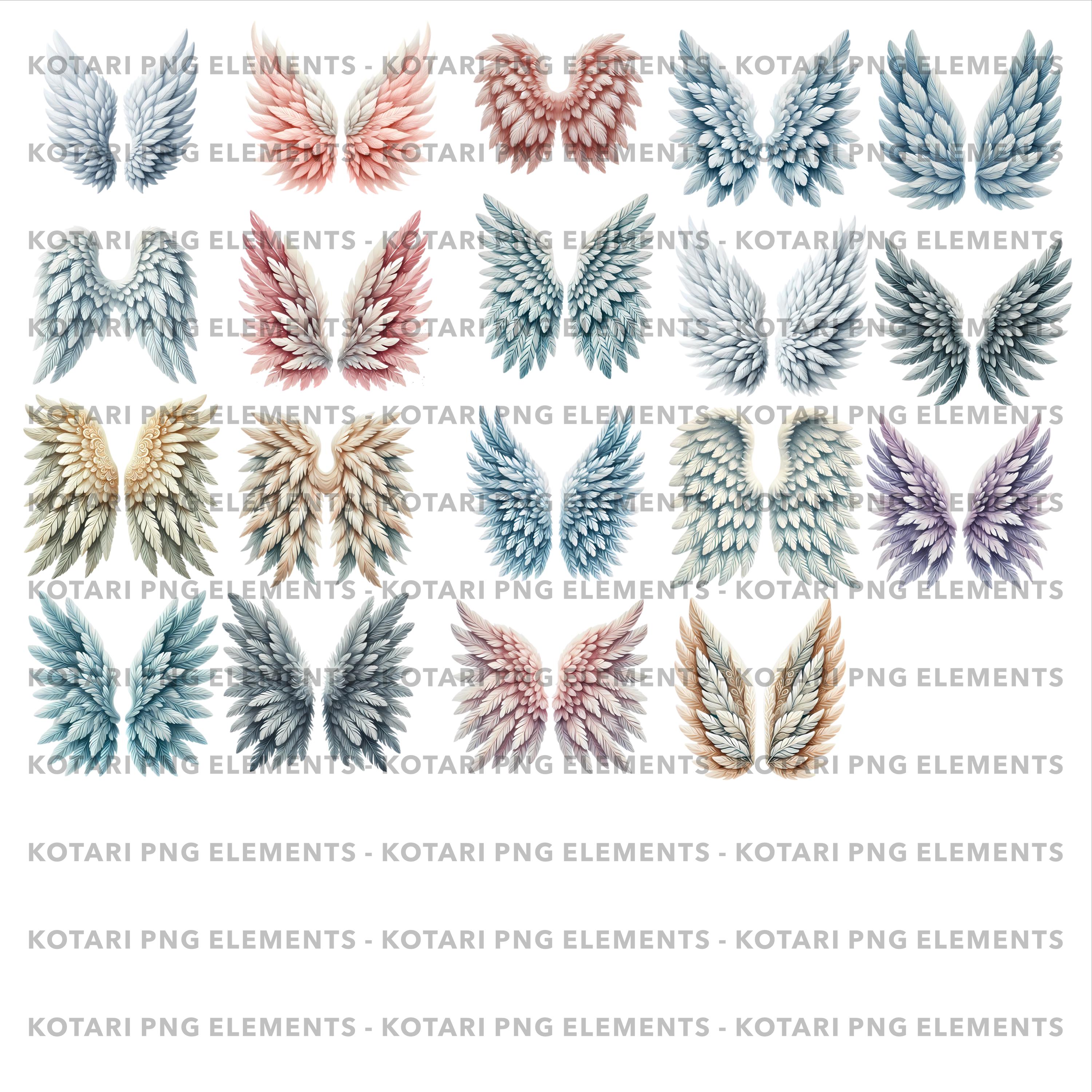 Watercolor Wings - Transparent PNG Clipart - Commercial Use - Etsy