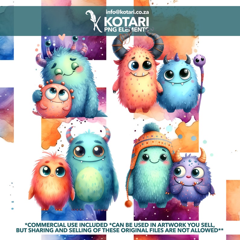 Friends Monsters Transparent PNG Clipart Commercial Use - Etsy