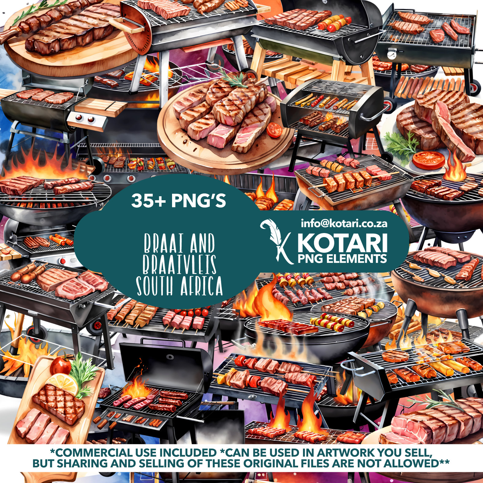 Braai and Braaivleis - Transparent PNG Clipart - Commercial Use - Etsy