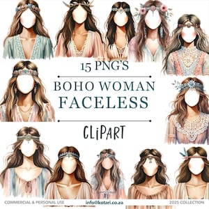 Boho Faceless Woman - Transparent PNG Clipart - Commercial Use - Etsy