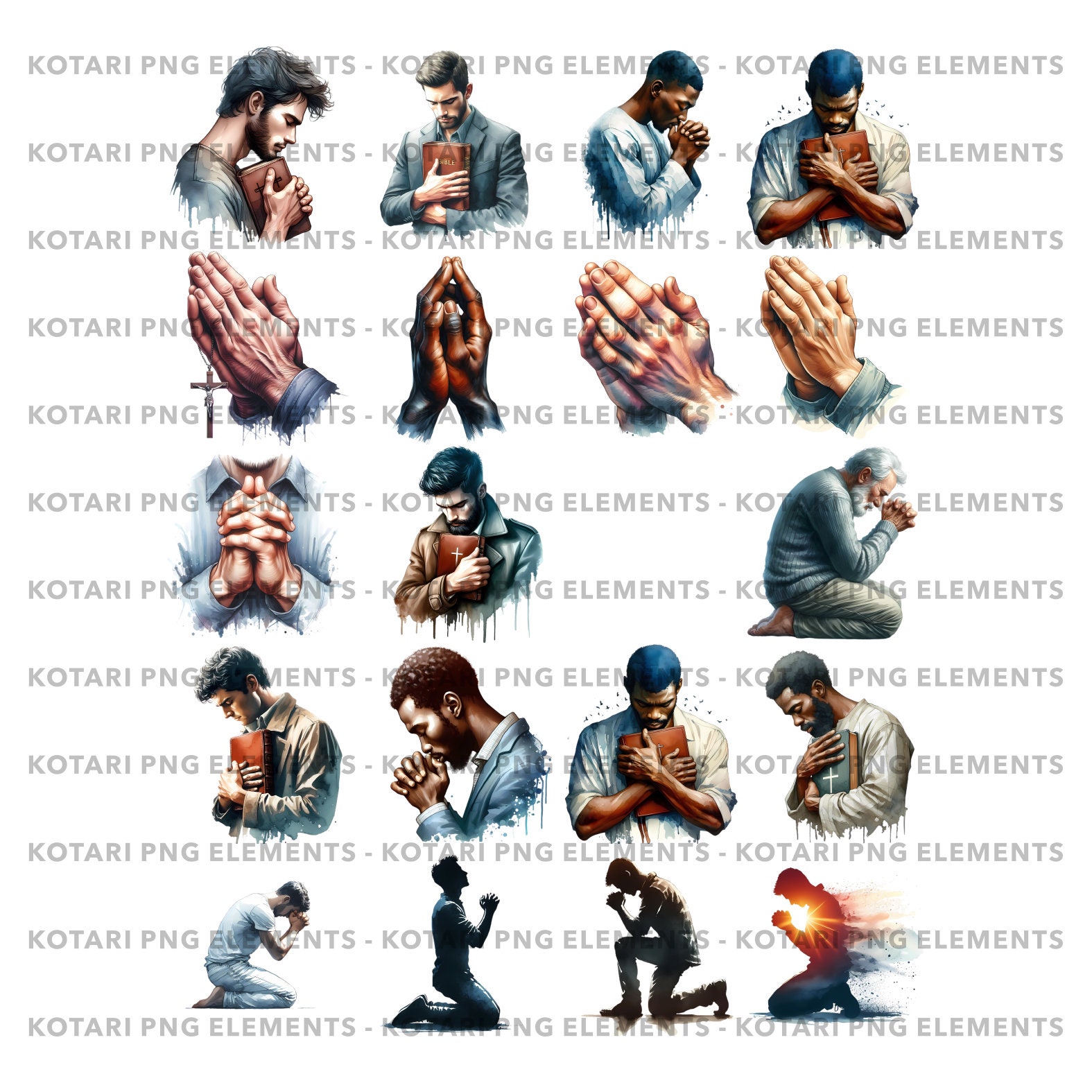 Praying Men Transparent PNG Clipart Commercial Use - Etsy