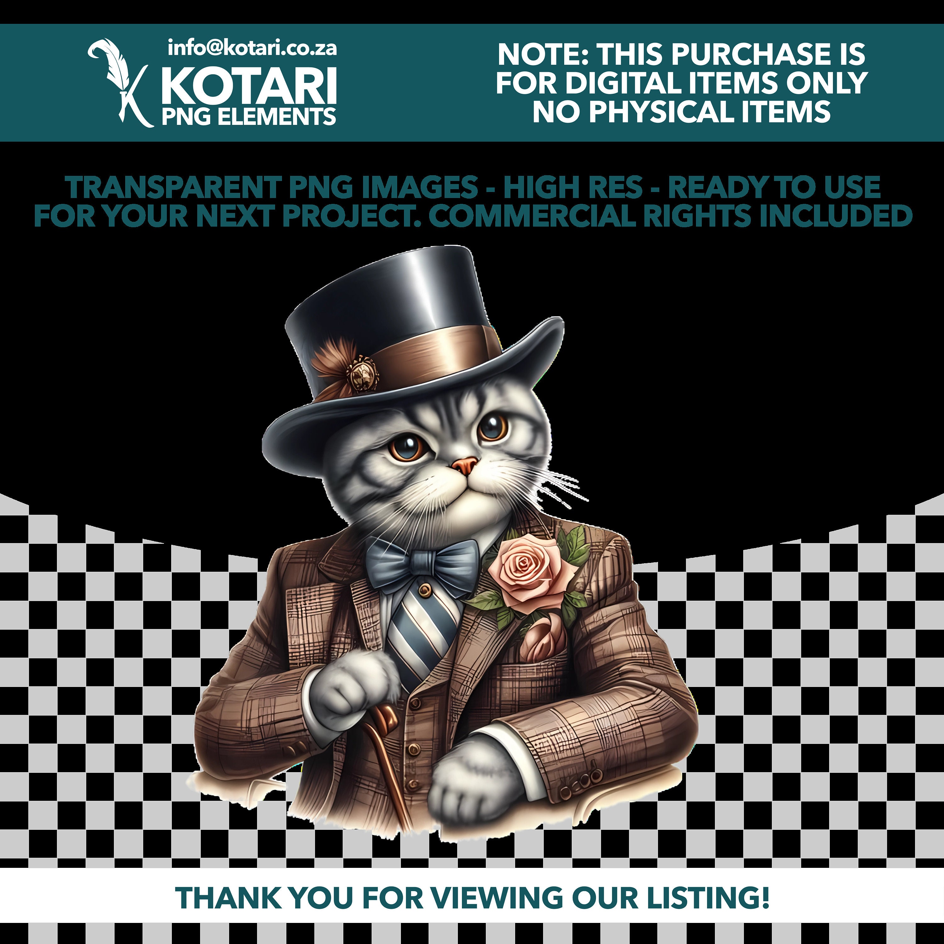 Gentleman Cat - Transparent PNG Clipart - Commercial Use - Etsy