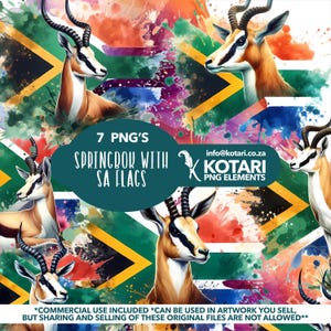 Springbok With SA Flag - Transparent PNG Clipart - Commercial Use - Etsy