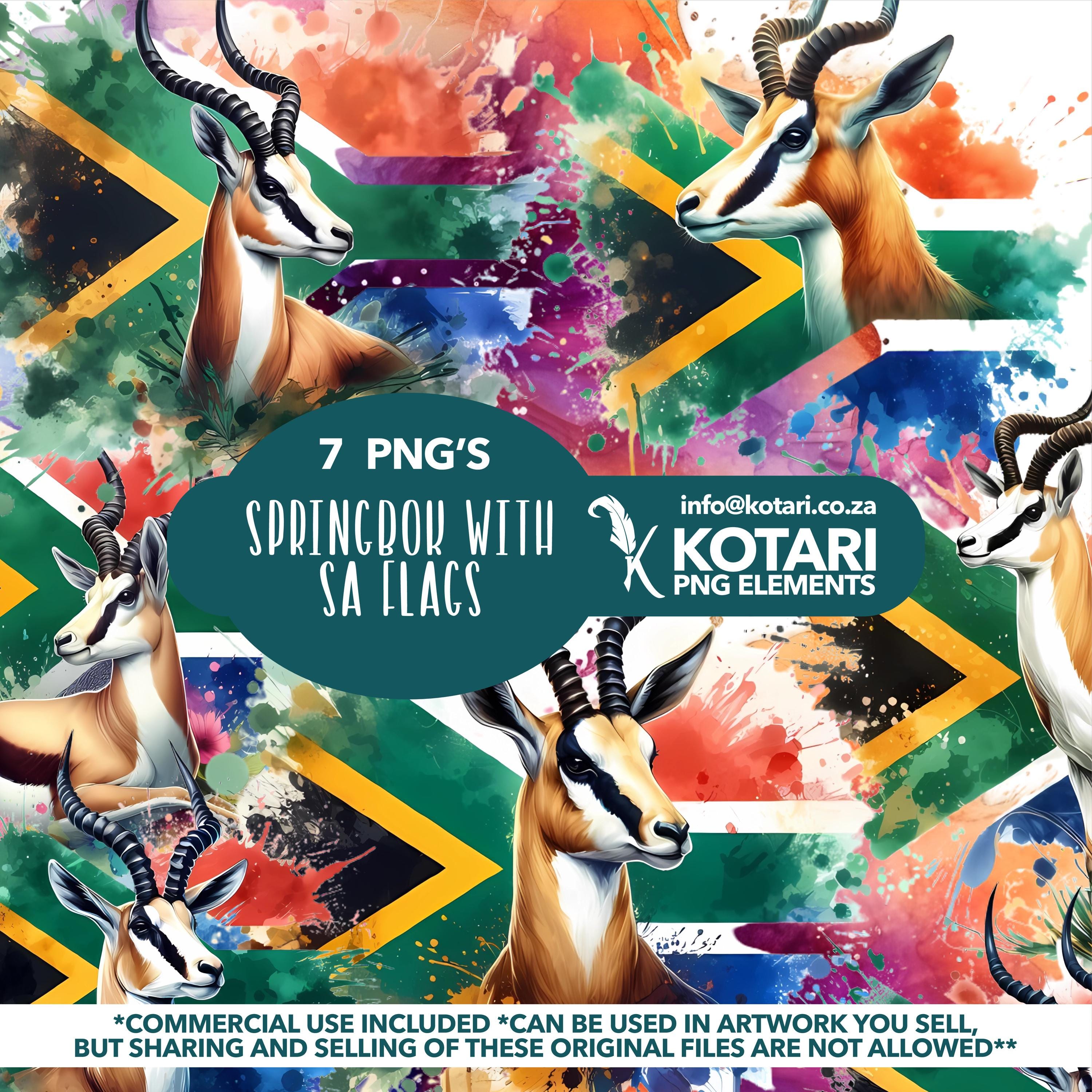 Springbok With SA Flag - Transparent PNG Clipart - Commercial Use - Etsy