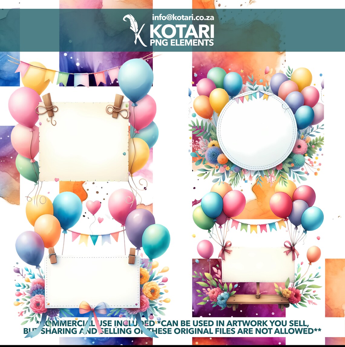Balloon Banner -PNG Clipart - Commercial Use - Etsy