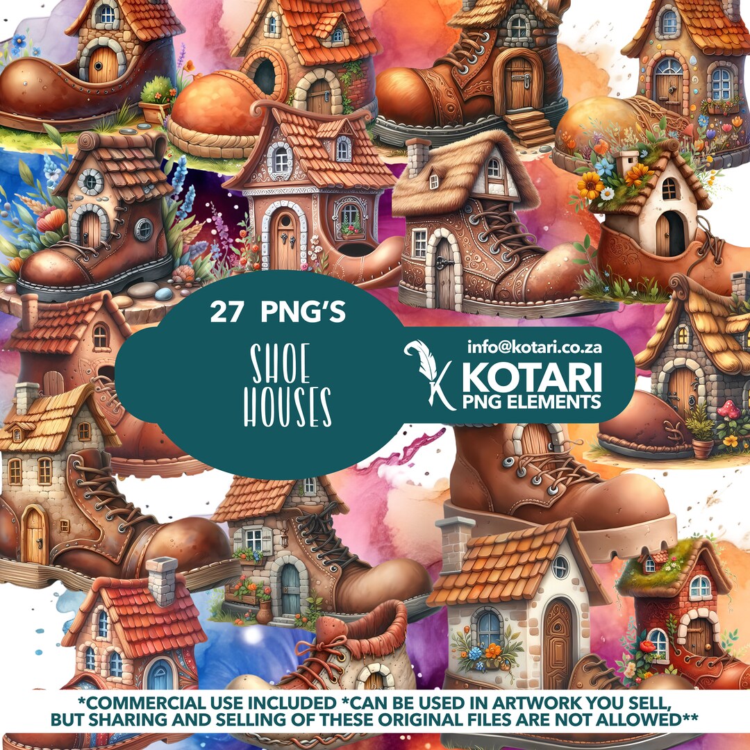 Shoe Houses - Transparent PNG Clipart - Commercial Use - Etsy