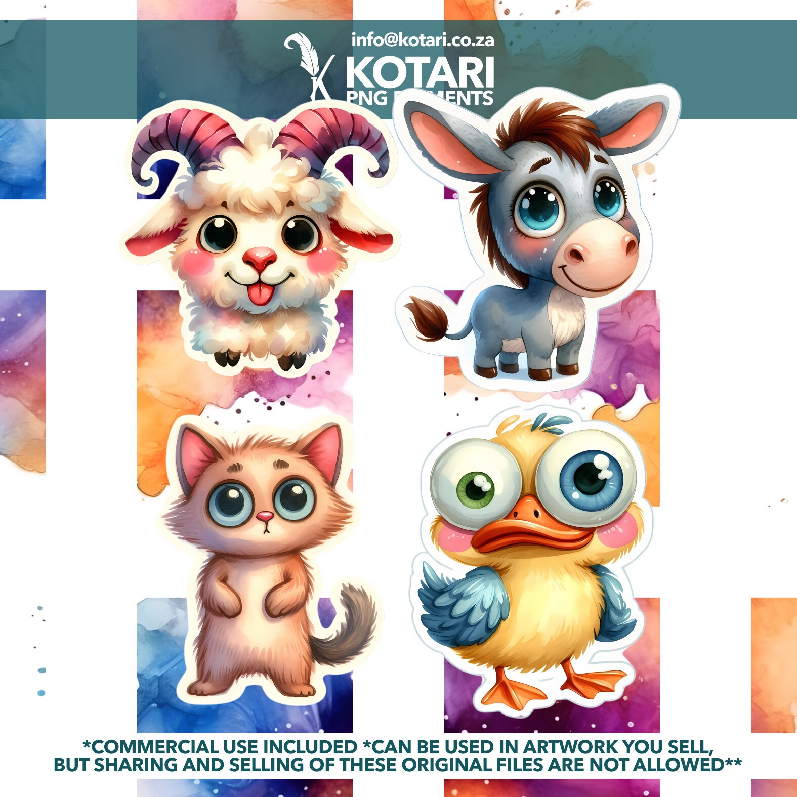 Silly Farm Animals Sticker Transparent PNG Clipart Commercial Use - Etsy