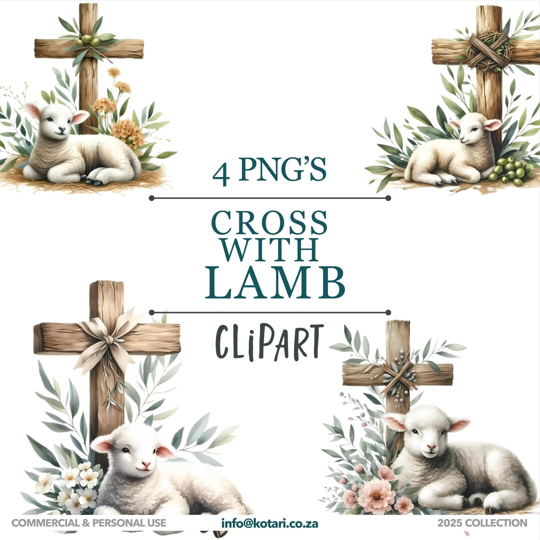 Cross With Lamb - Transparent PNG Clipart - Commercial Use - Etsy