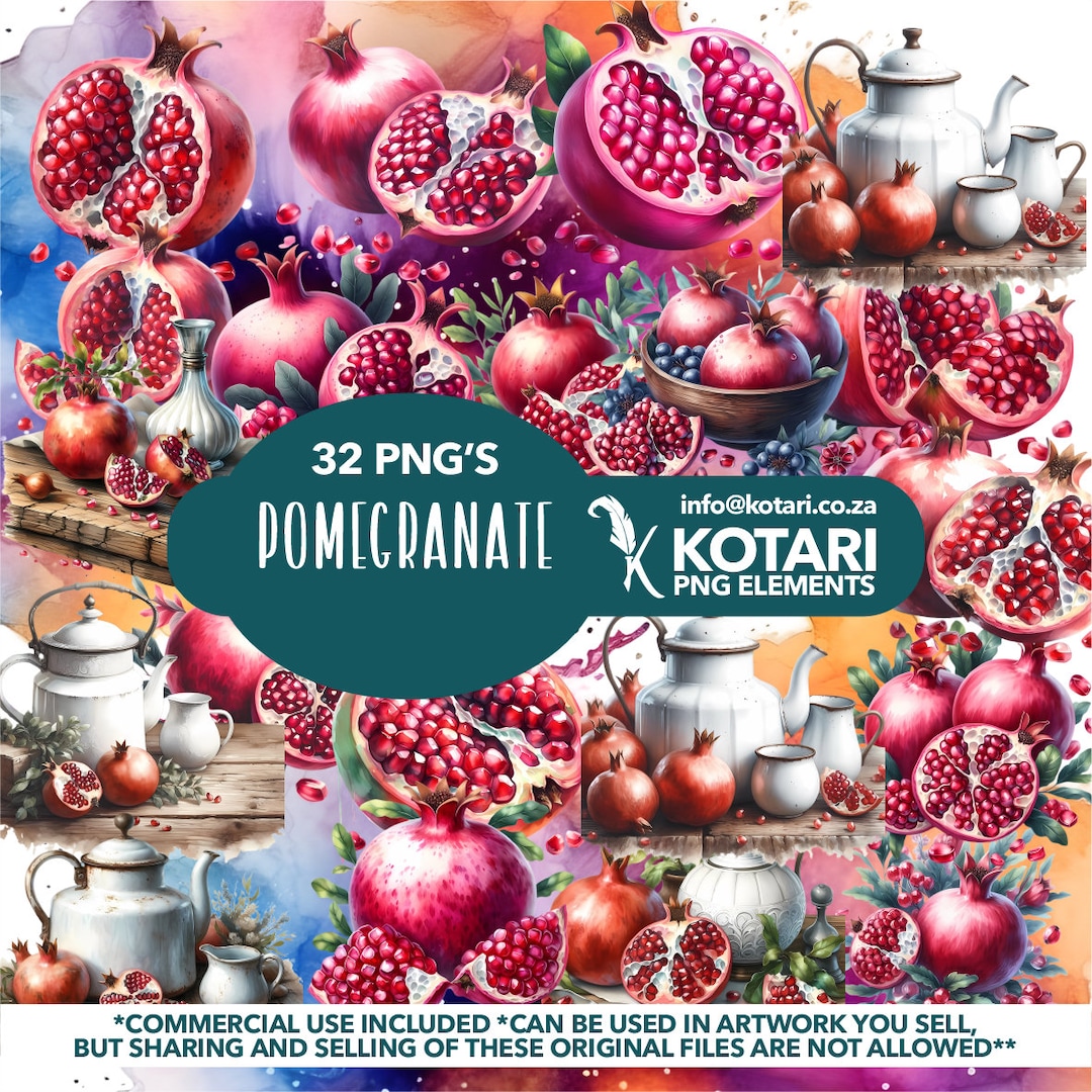 Pomegranate - Transparent PNG Clipart - Commercial Use - Etsy