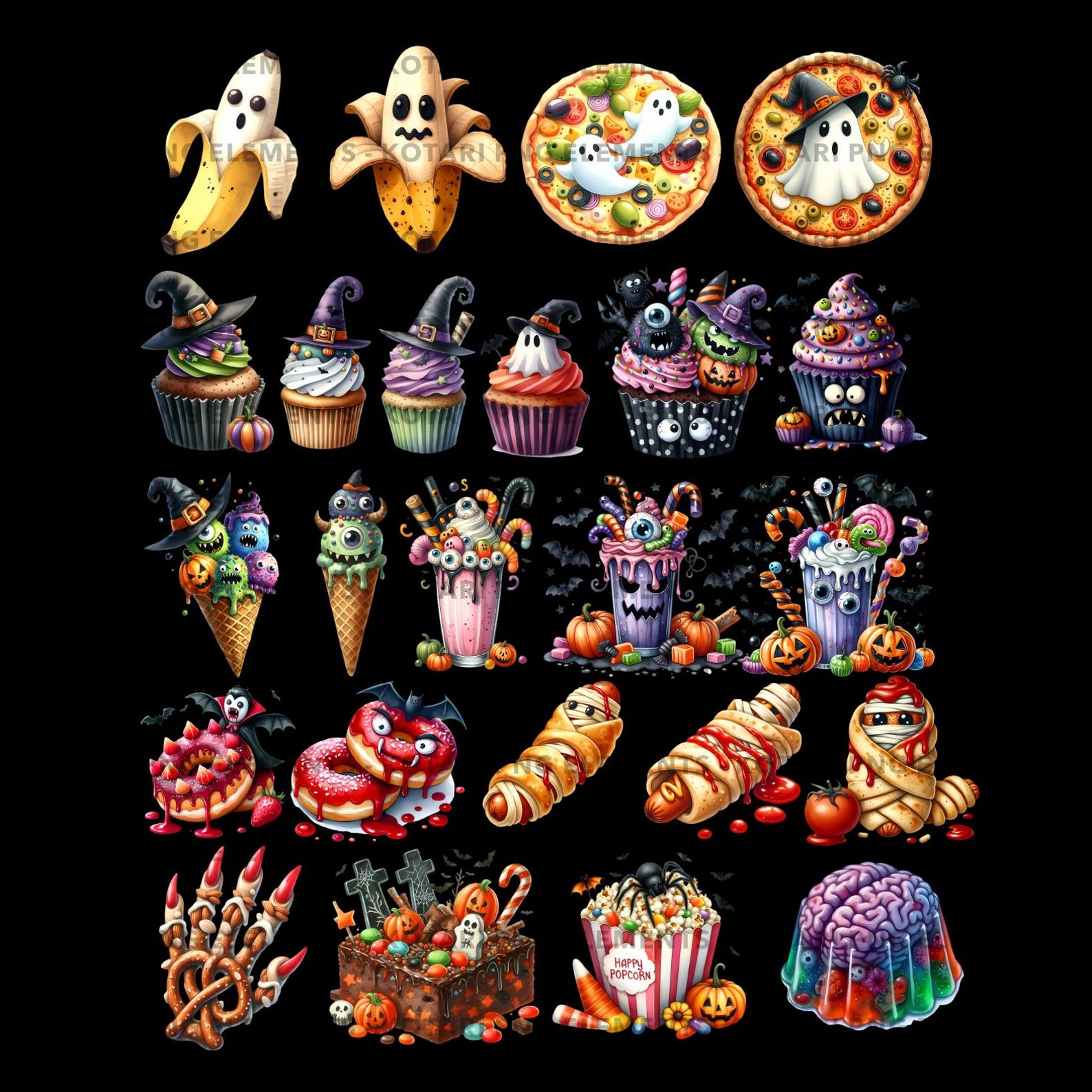 Halloween Treats - Transparent PNG Clipart - Commercial Use - Etsy