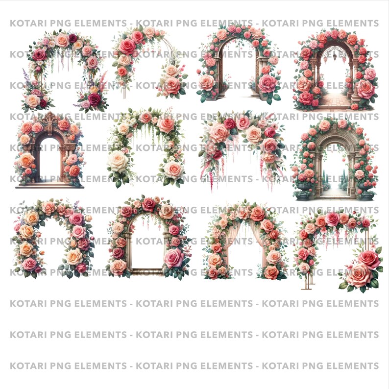 Rose Arches - Transparent PNG Clipart - Commercial Use - Etsy