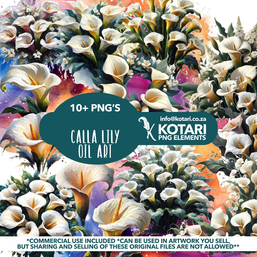 White Calla Lilies - Transparent PNG Clipart - Commercial Use - Etsy