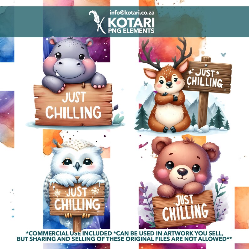 Cute Chilling Animals PNG Clipart – Commercial Use - Etsy