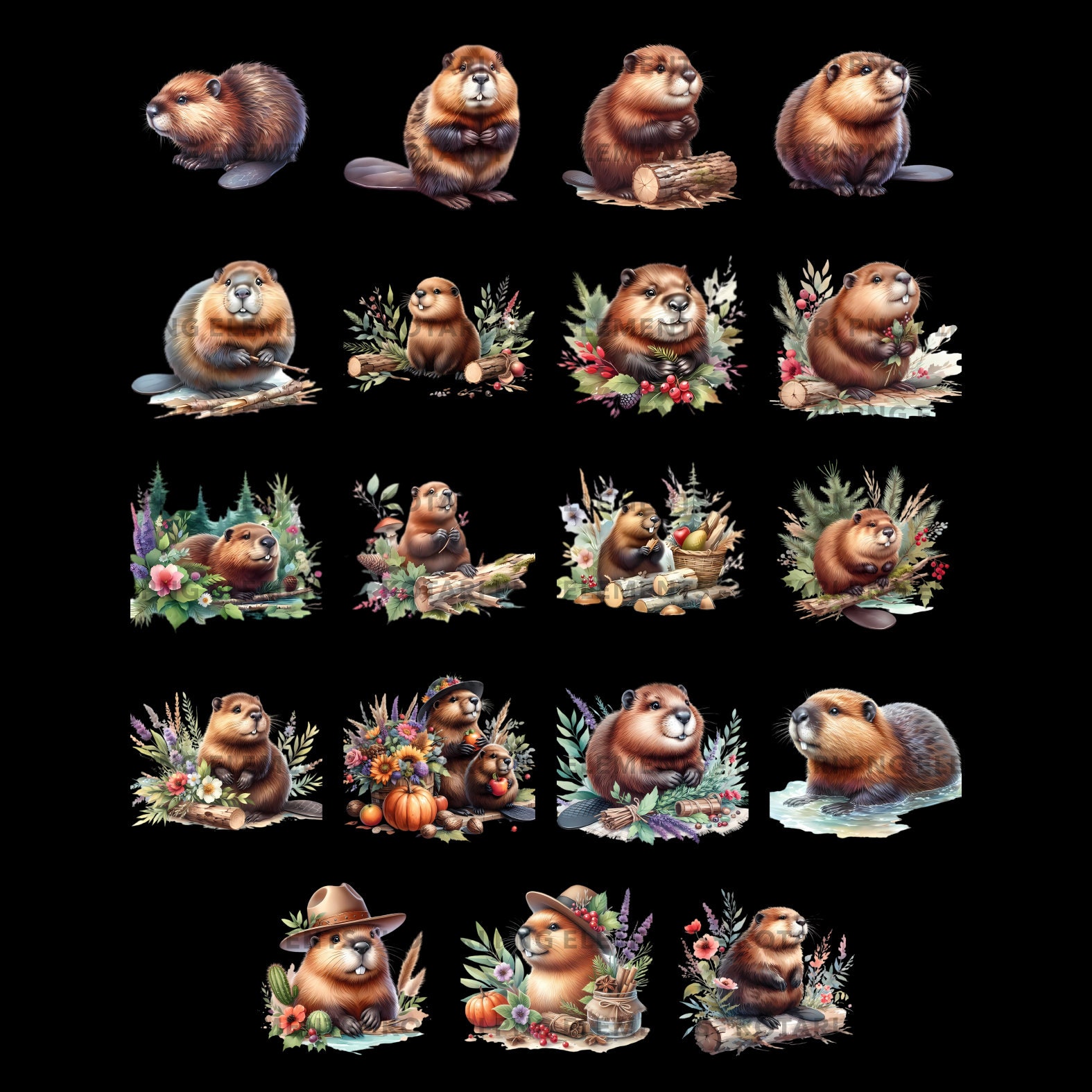 Beavers Transparent PNG Clipart Commercial Use - Etsy