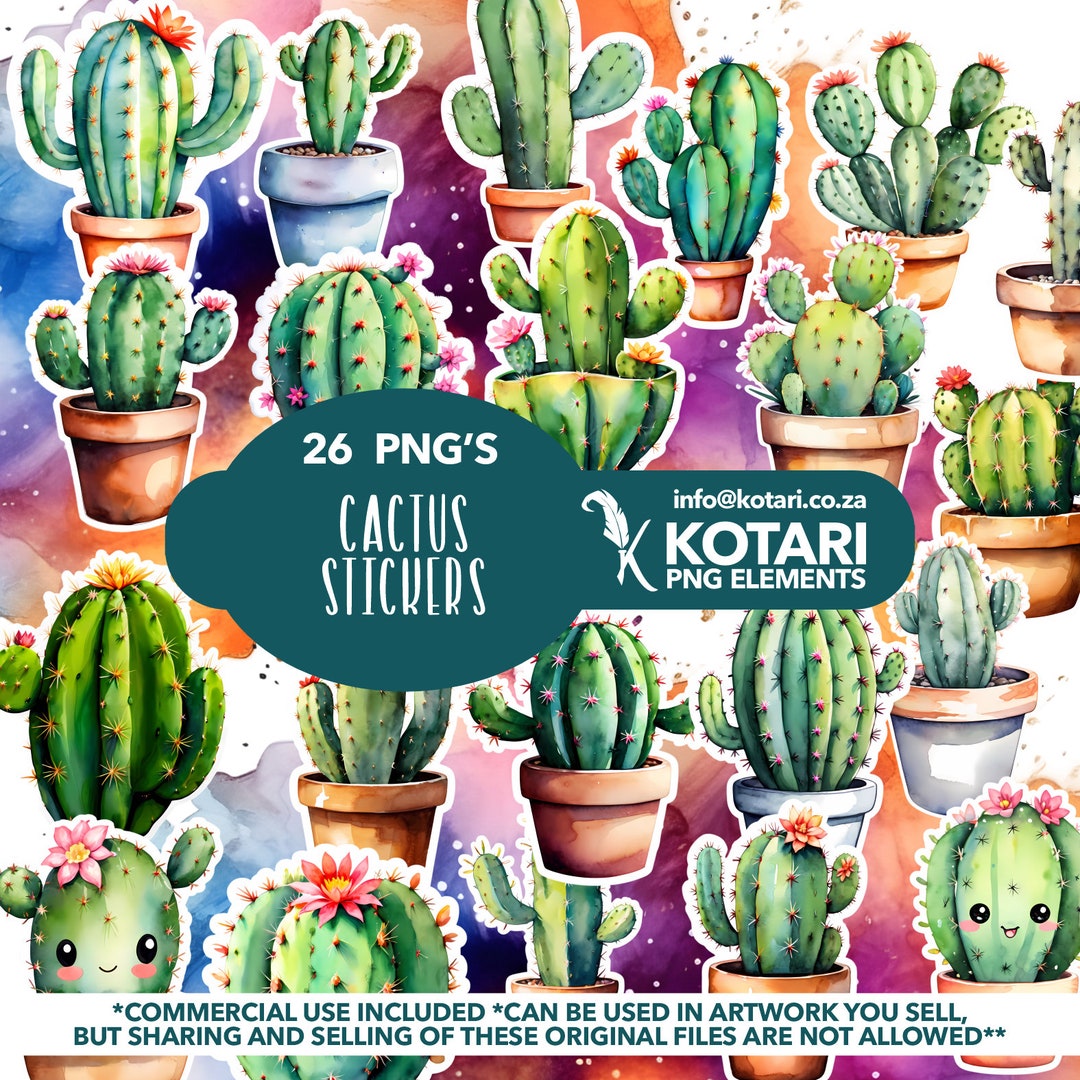 Cactus Sticker - Transparent PNG Clipart - Commercial Use - Etsy