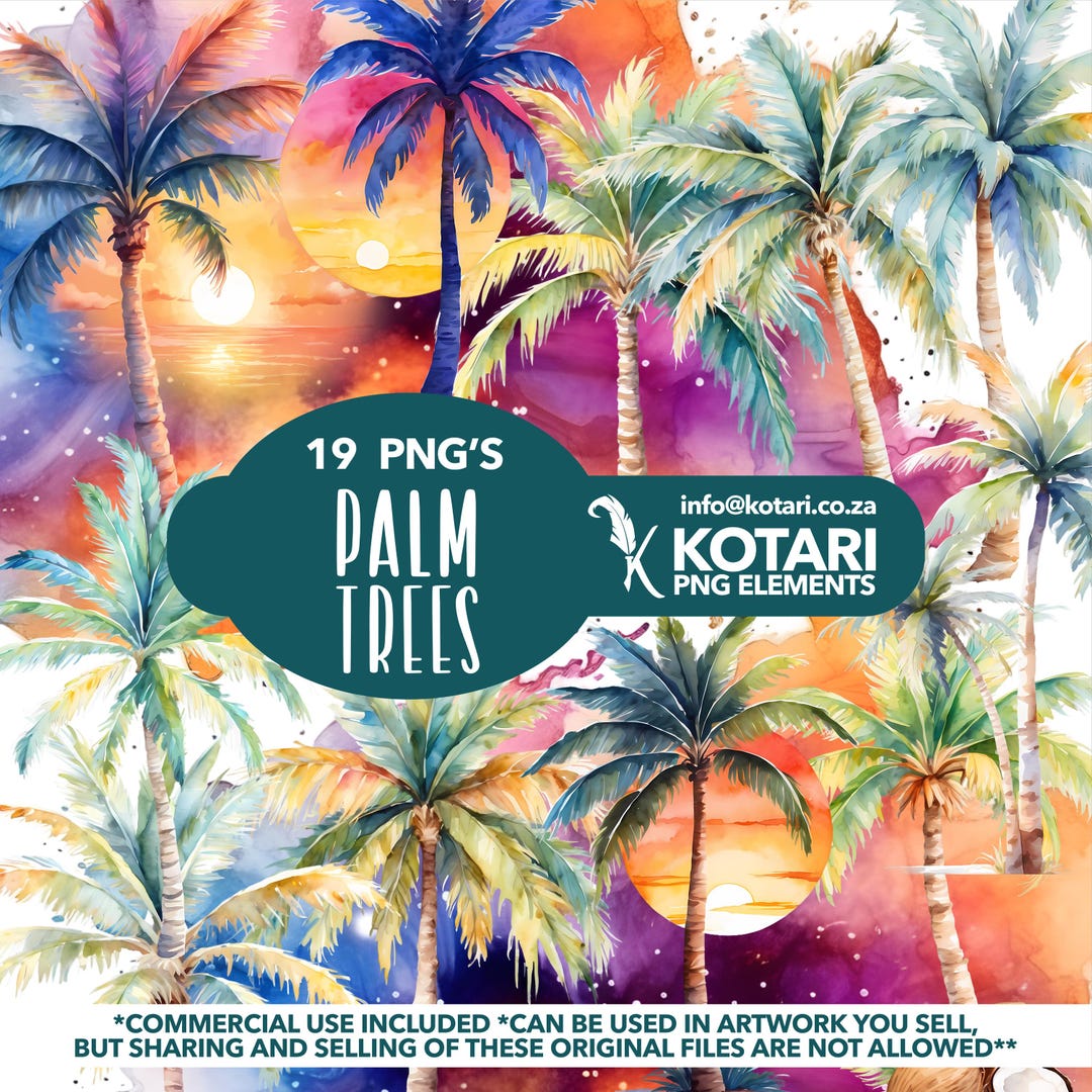 Palm Trees - Transparent PNG Clipart - Commercial Use - Etsy