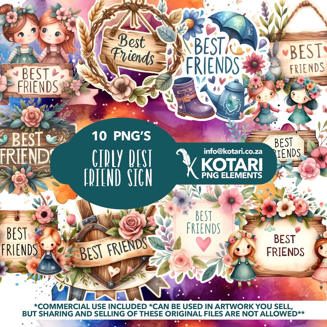 Girly Best Friend Sign Board - Transparent PNG Clipart - Commercial Use ...