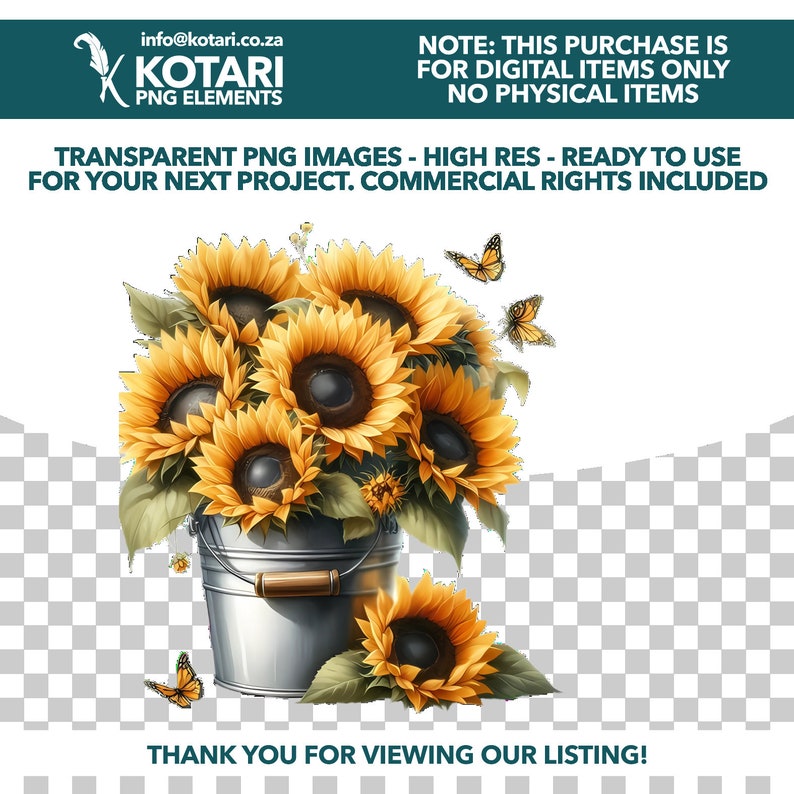 Floral Pail Transparent PNG Clipart Commercial Use - Etsy