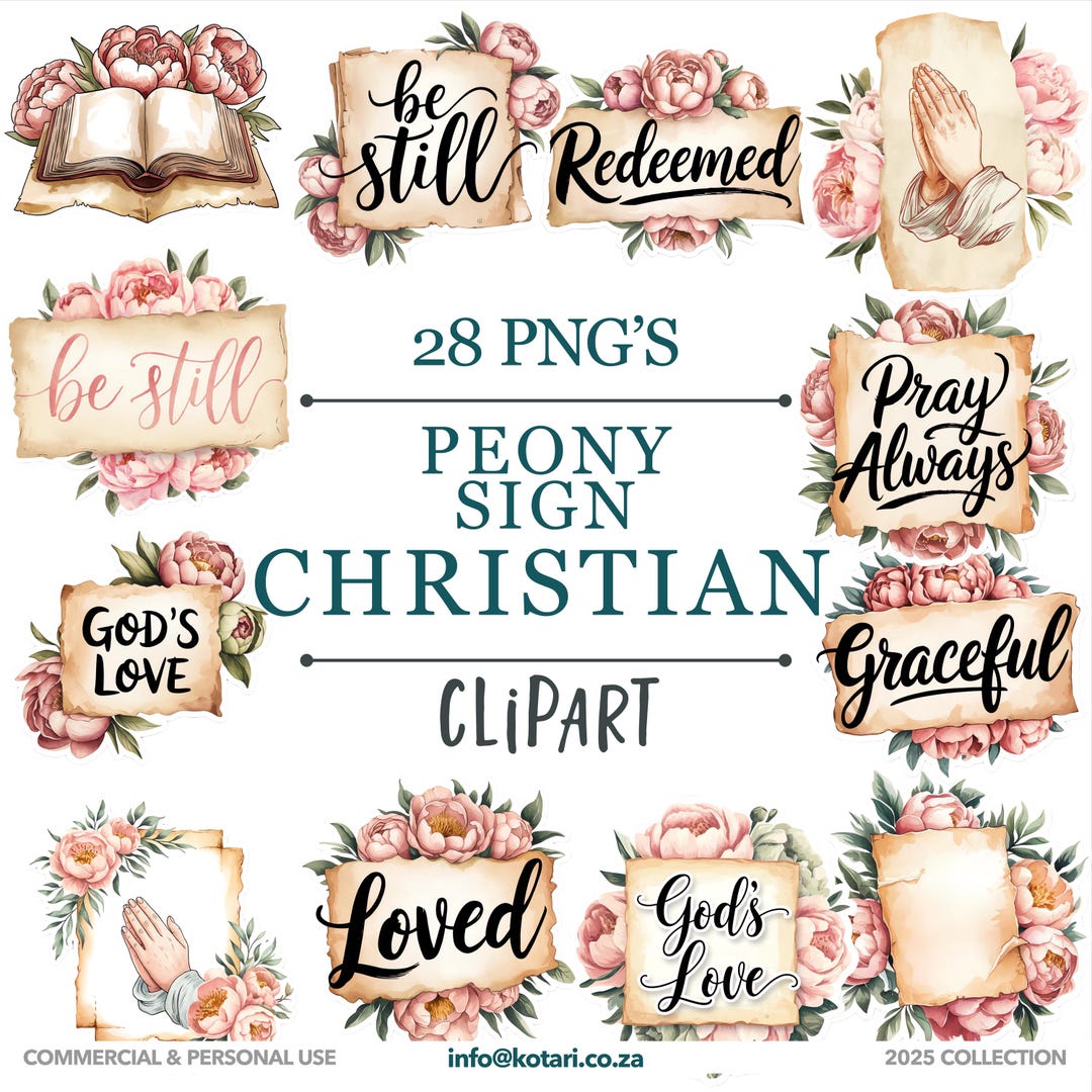 Peony Christian Signs - Transparent PNG Clipart - Commercial Use - Etsy