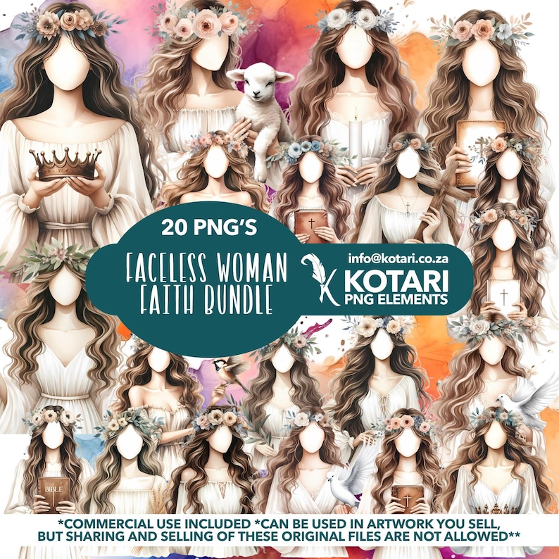 Faceless Woman Faith Bundle - Transparent PNG Clipart - Commercial Use - Etsy