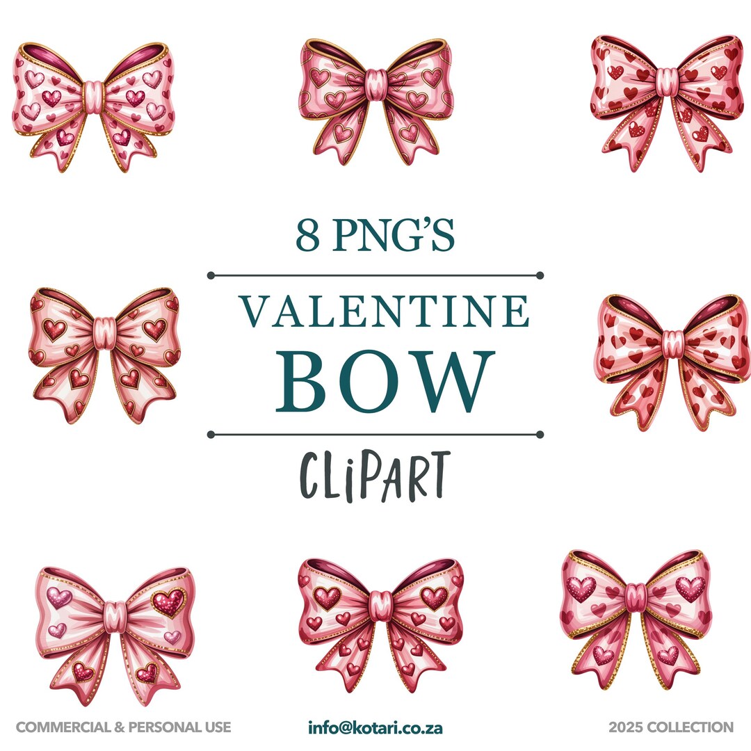 Valentine Bow - Transparent PNG Clipart - Commercial Use - Etsy