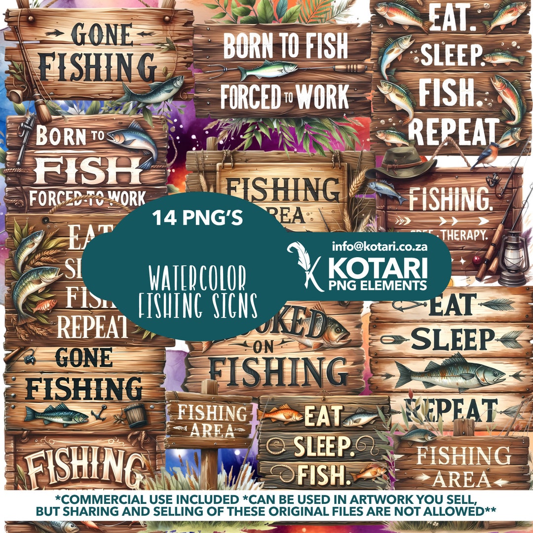 Fishing Signs - Transparent PNG Clipart - Commercial Use - Etsy