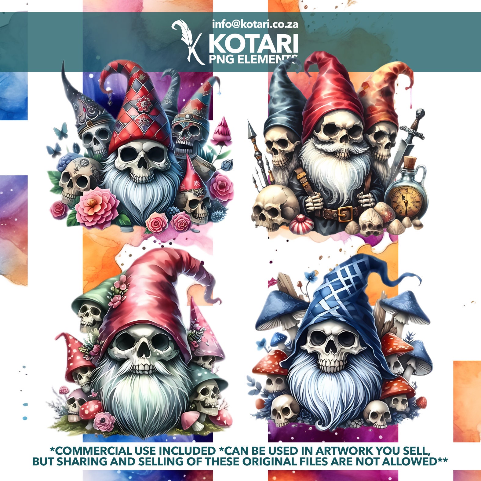 Skull Gnomes - Transparent PNG Clipart - Commercial Use - Etsy