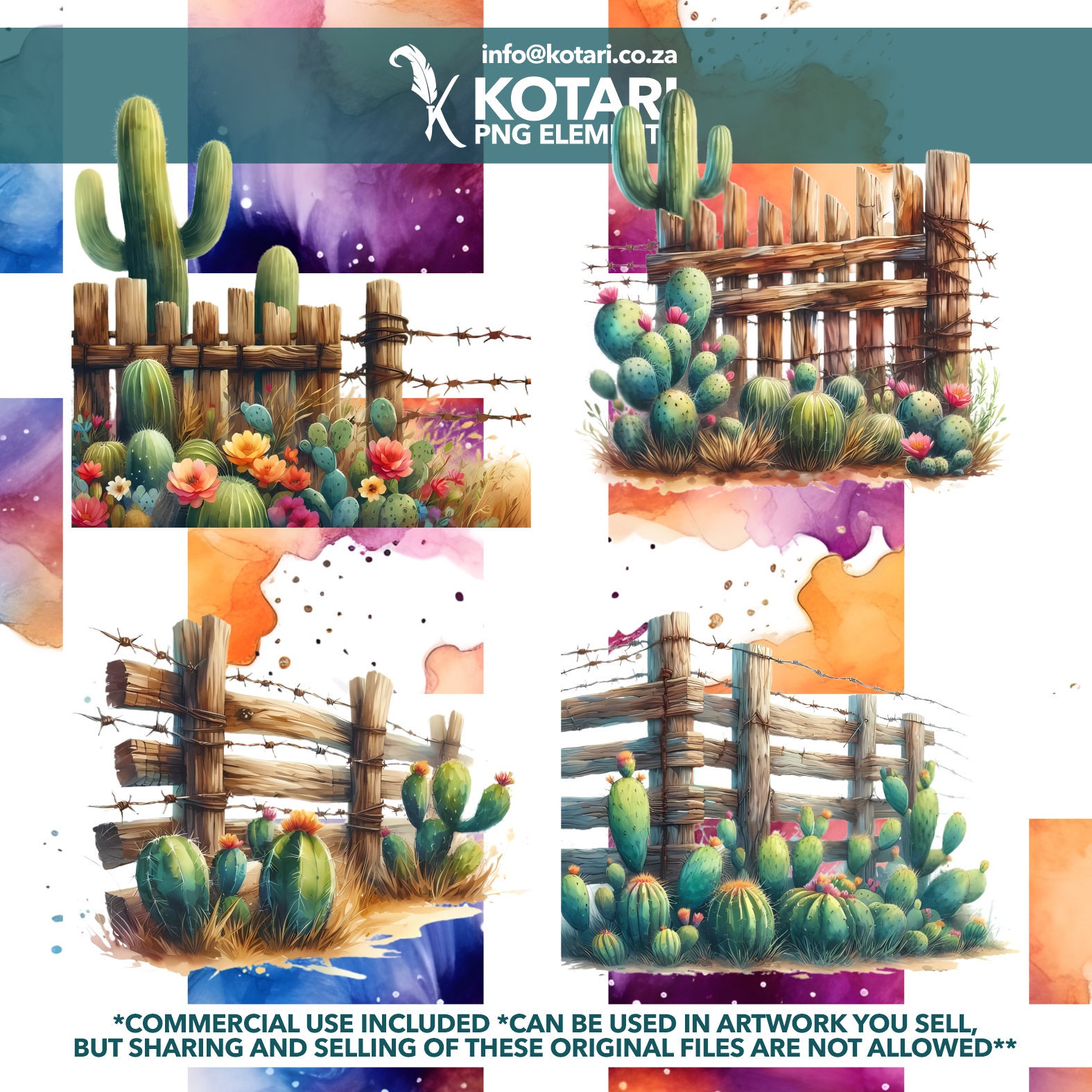 Cactus Fence - Transparent PNG Clipart - Commercial Use - Etsy