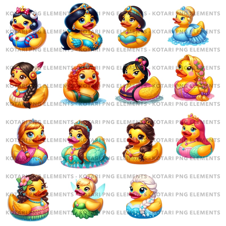 Princess Rubber Ducks - Transparent PNG Clipart - Commercial Use - Etsy