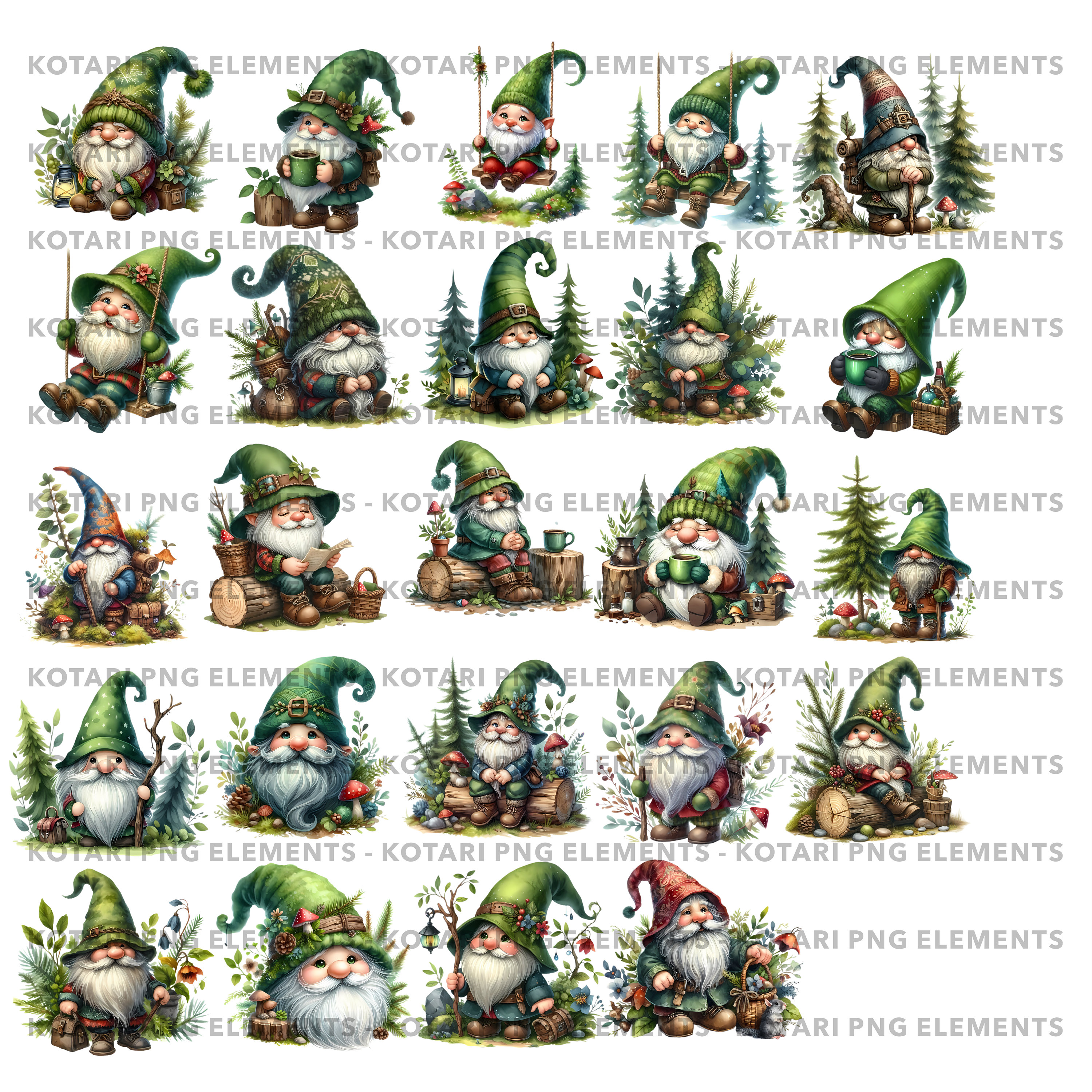 Forest Gnomes - Transparent PNG Clipart - Commercial Use - Etsy