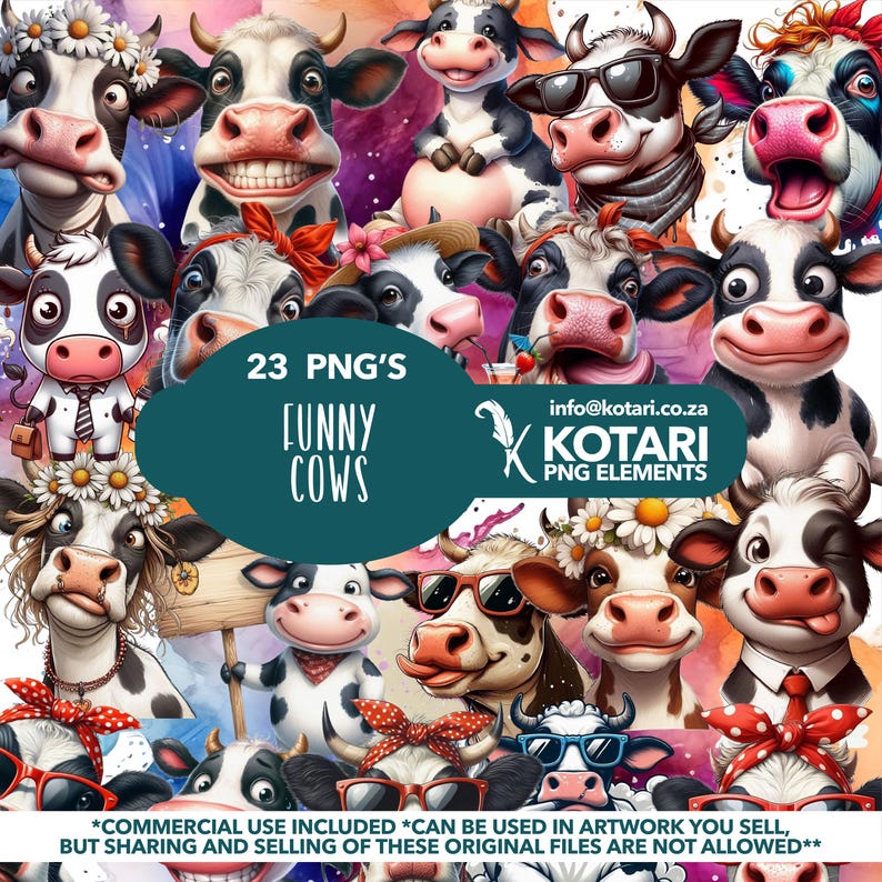 Funny Cows - Transparent PNG Clipart - Etsy