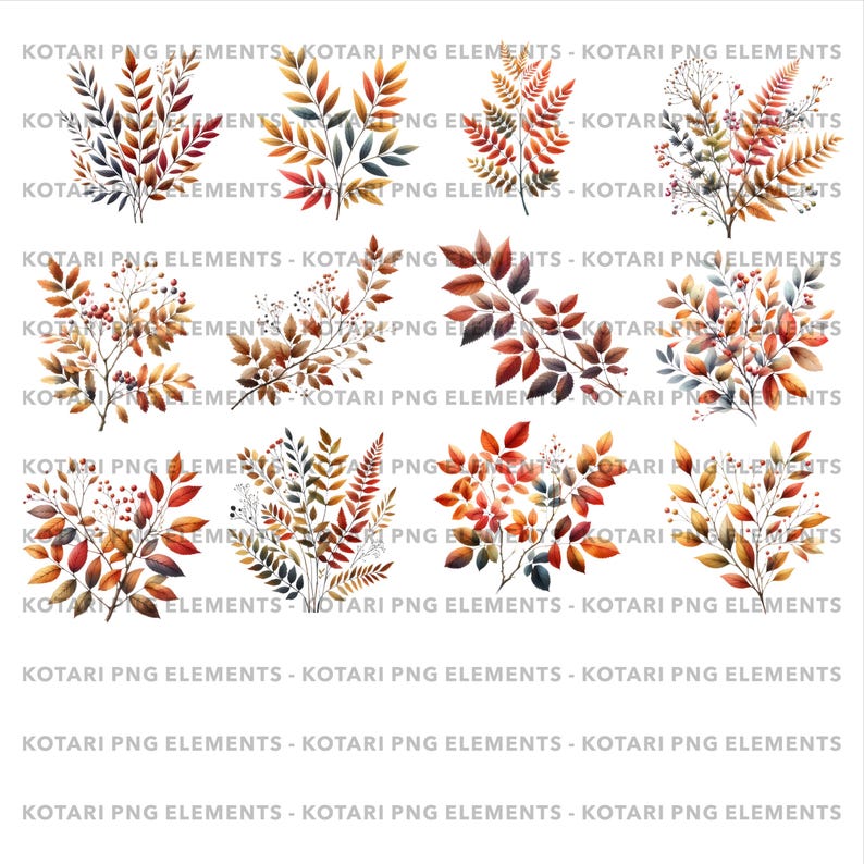 Autumn Twigs - Transparent PNG Clipart - Commercial Use - Etsy
