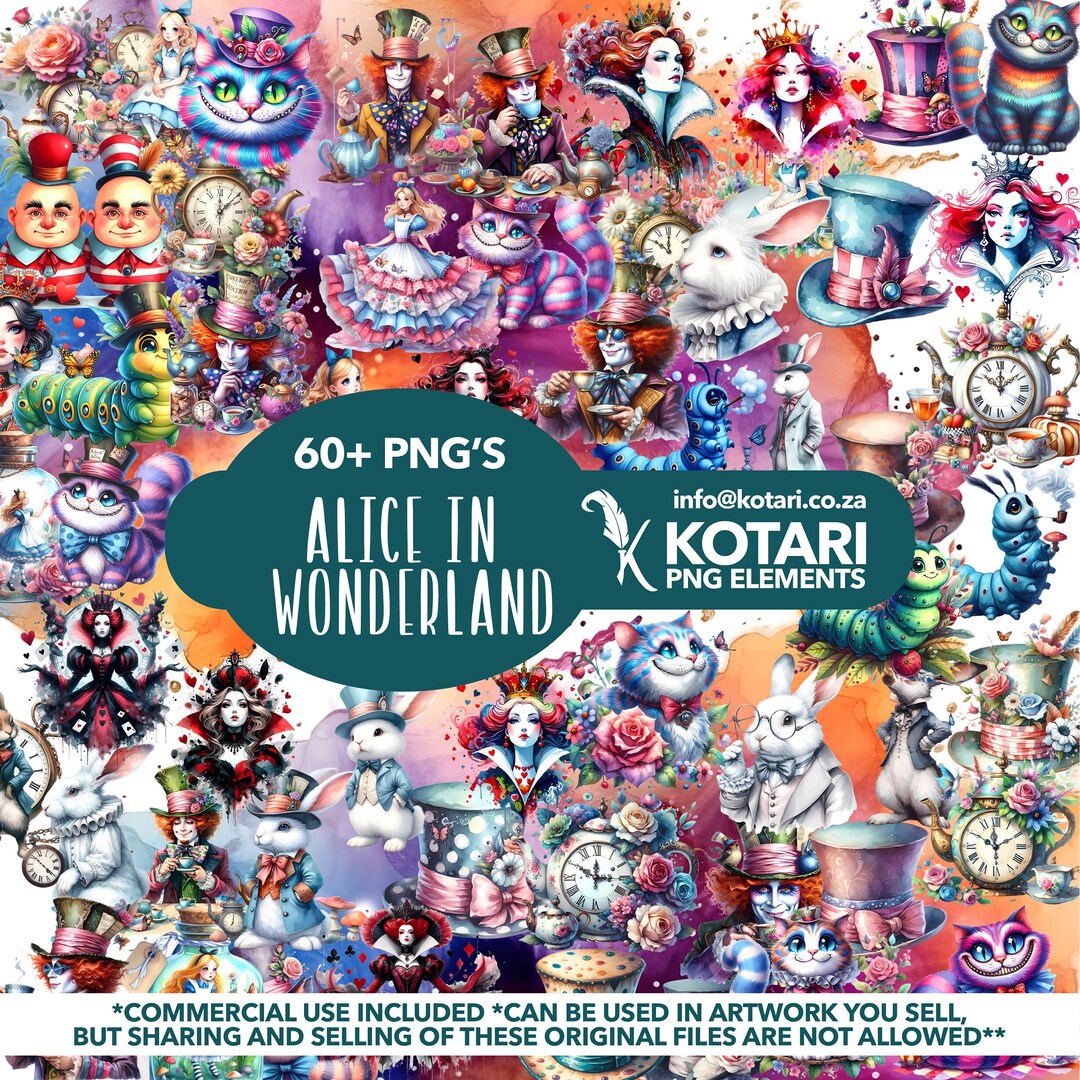 Alice in Wonderland - Transparent PNG Clipart - Commercial Use - Etsy