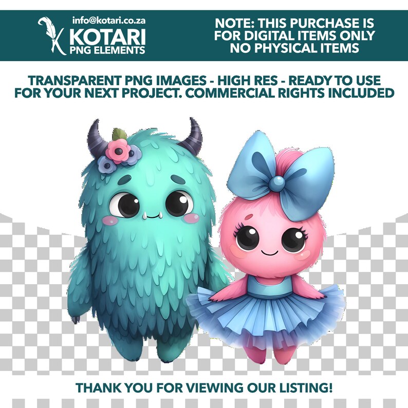 Friends Monsters Transparent PNG Clipart Commercial Use - Etsy
