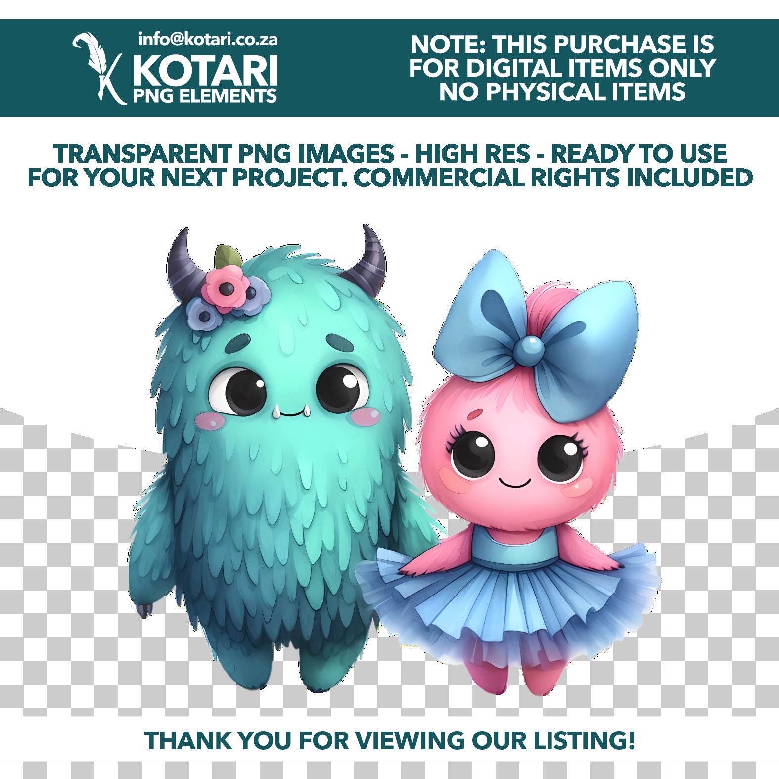 Friends Monsters - Transparent PNG Clipart - Commercial Use - Etsy