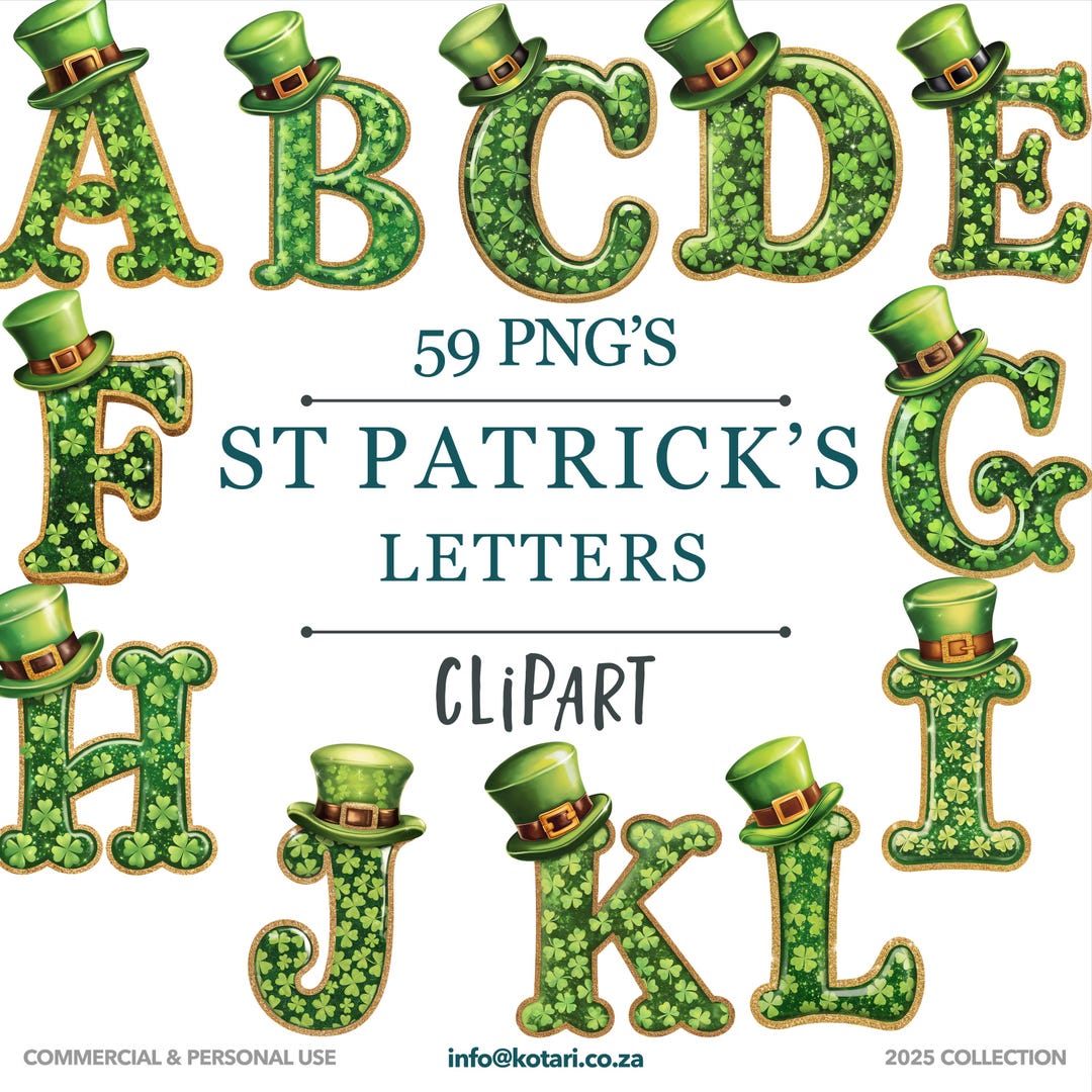 St Patrick's Letters - Transparent PNG Clipart - Commercial Use - Etsy