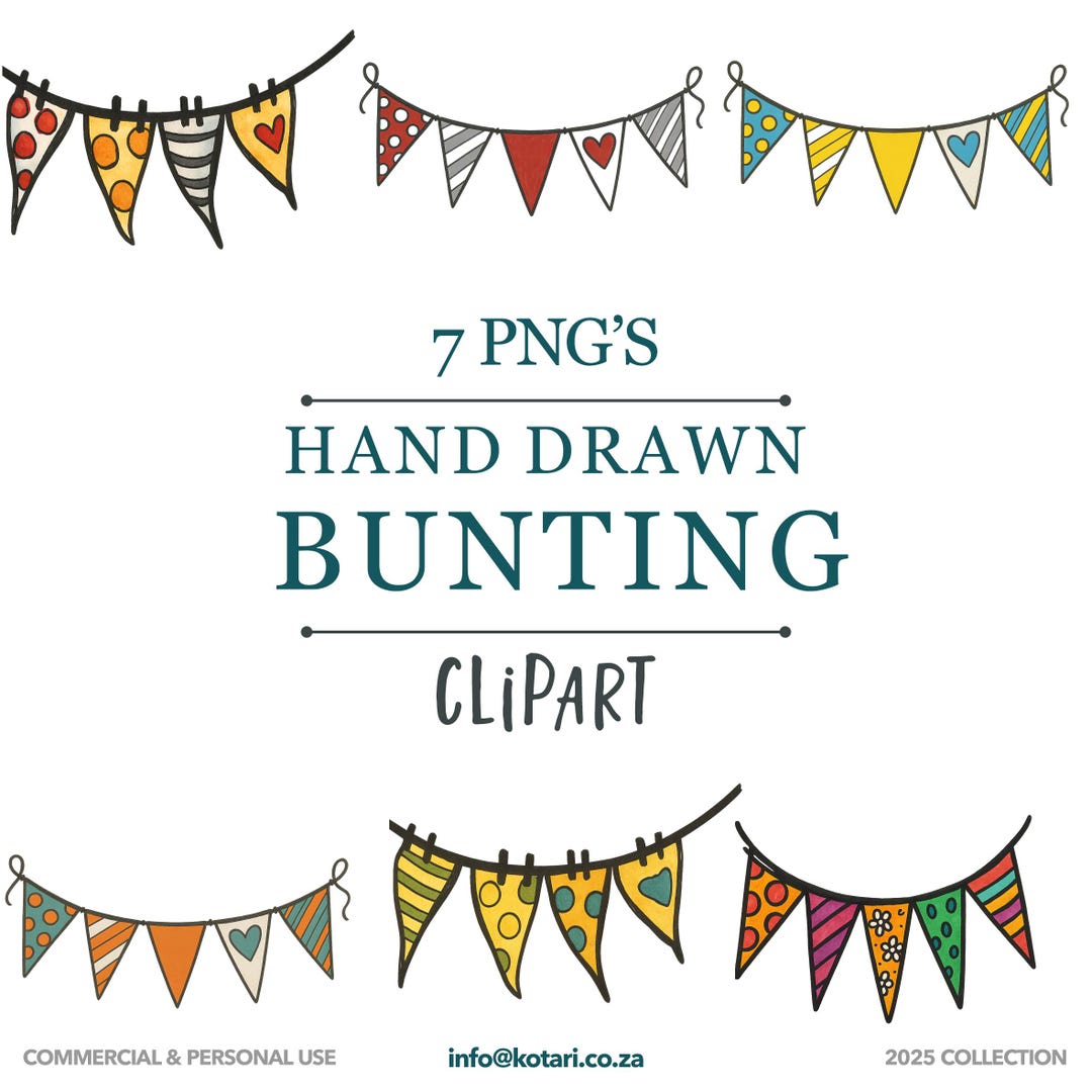 Hand Drawn Bunting - Transparent PNG Clipart - Commercial Use - Etsy