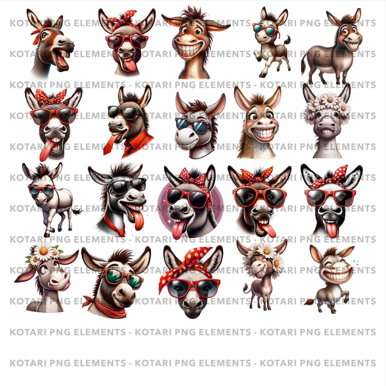 Funny Donkeys - Transparent PNG Clipart - Etsy