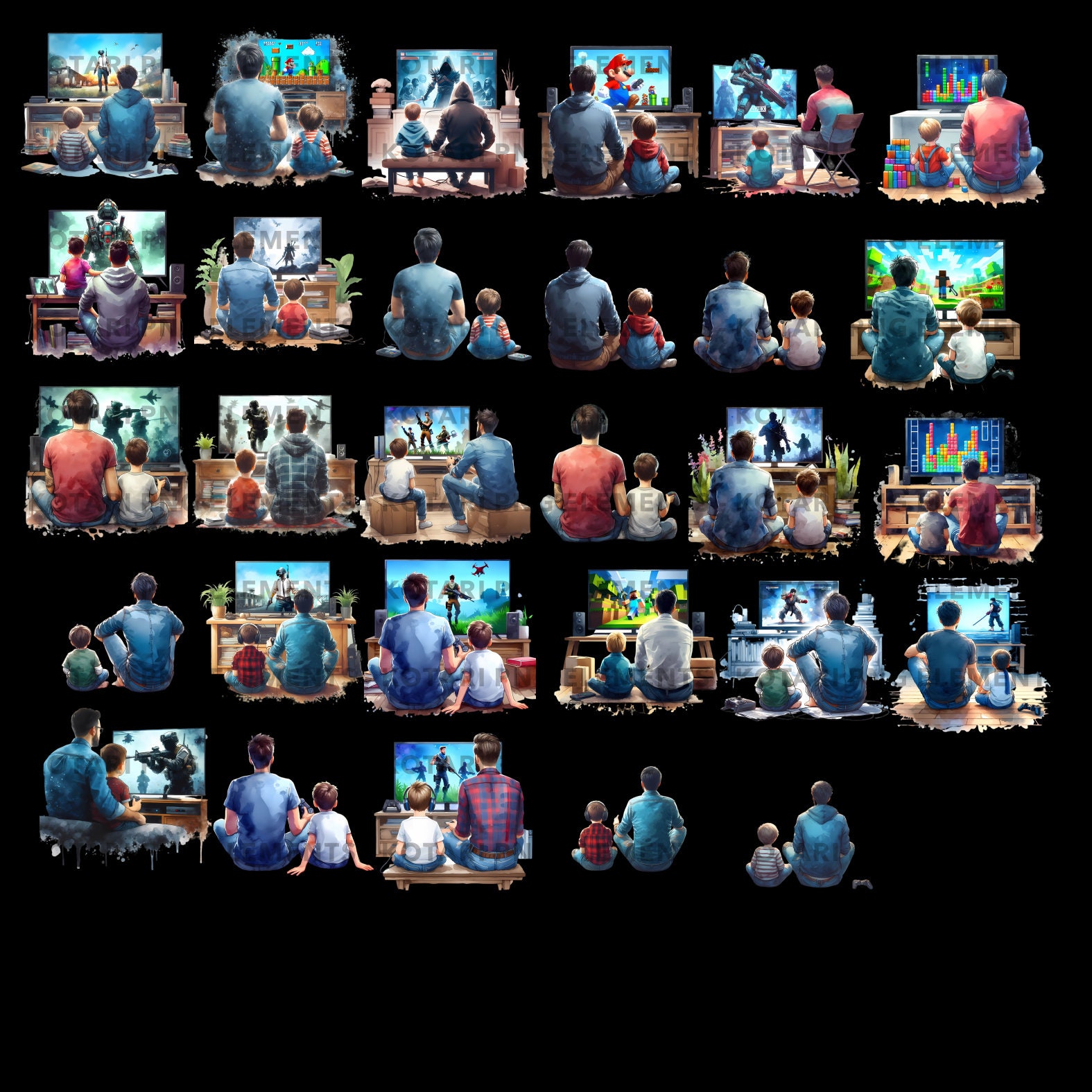 Dad Gaming Buddy - Transparent PNG Clipart - Commercial Use - Etsy