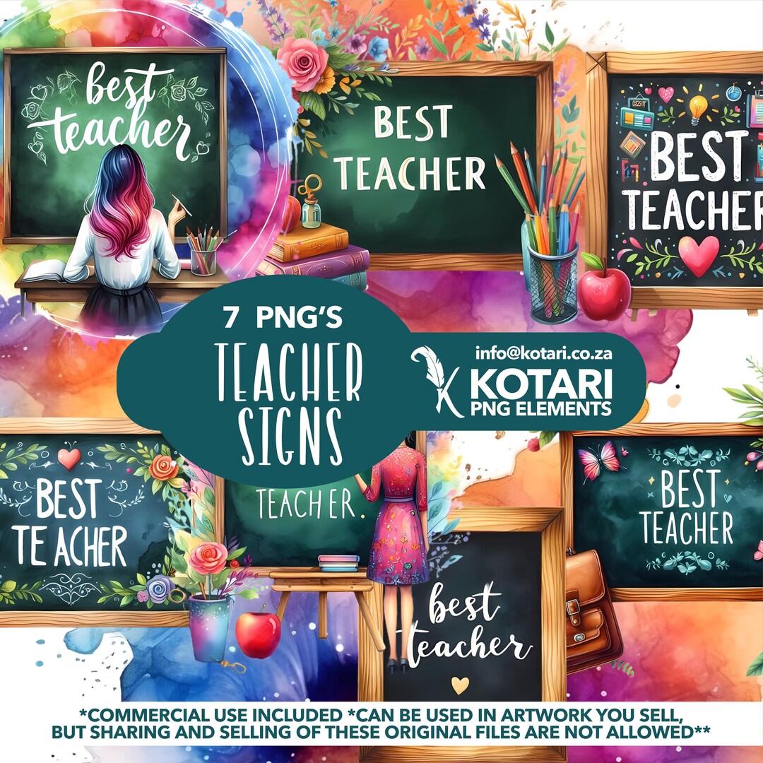 Teacher Sign - Transparent PNG Clipart - Commercial Use - Etsy