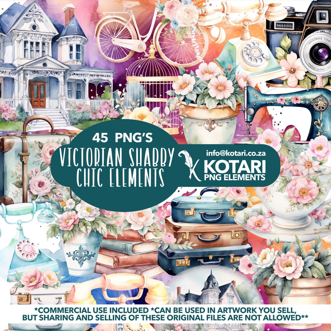 Victorian Shabby Chic Elements - Transparent PNG Clipart - Commercial ...
