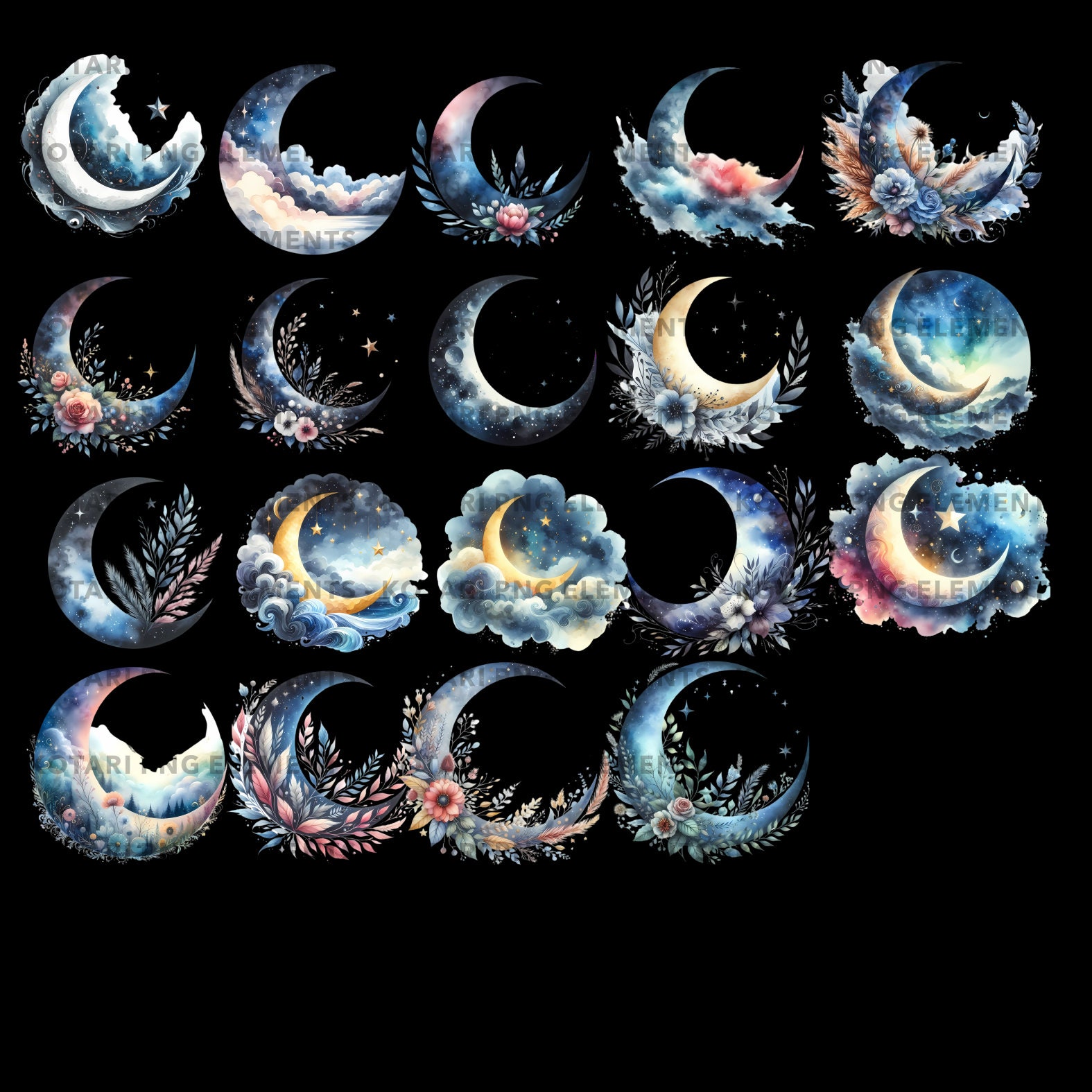 Crescent Moon Transparent PNG Clipart Commercial Use - Etsy