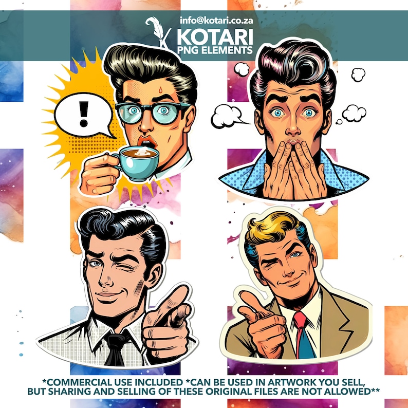 Pop Art Characters - Transparent PNG Clipart - Commercial Use - Etsy