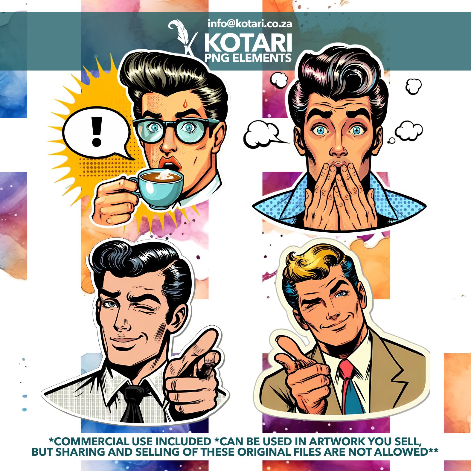 Pop Art Characters - Transparent PNG Clipart - Commercial Use - Etsy