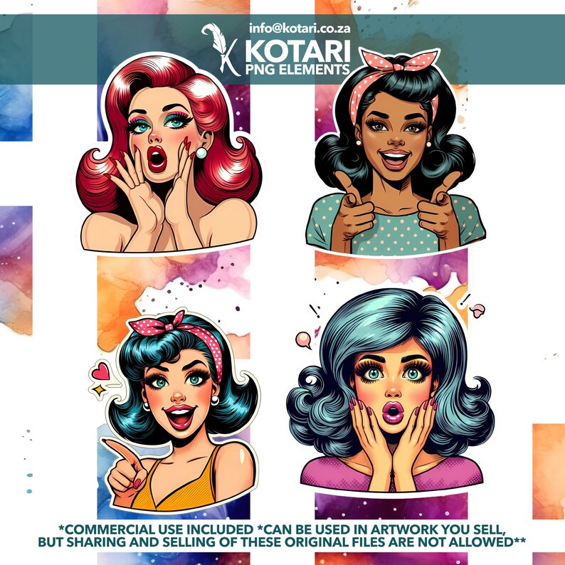 Pop Art Characters - Transparent PNG Clipart - Commercial Use - Etsy