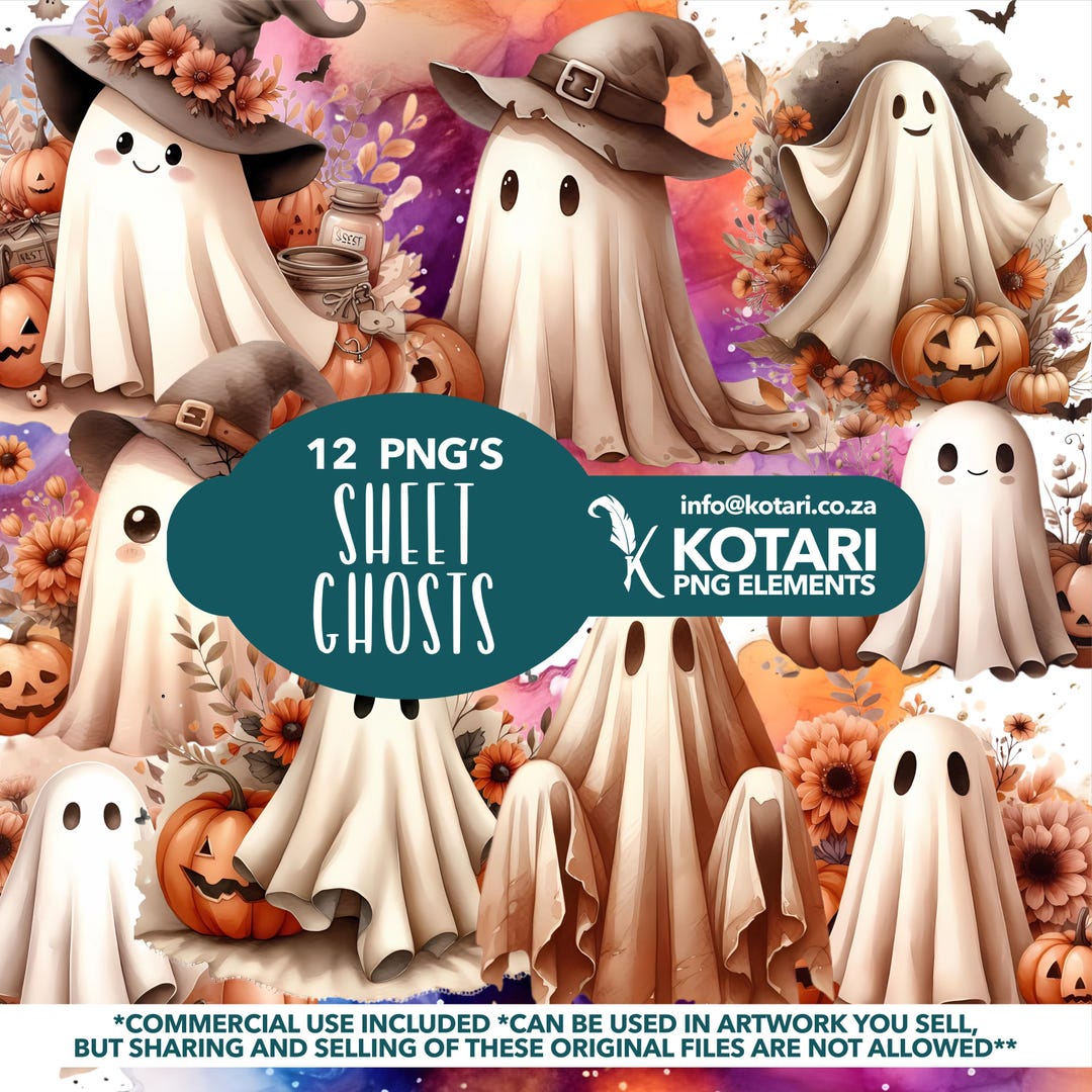 Sheet Ghosts - Transparent PNG Clipart - Commercial Use - Etsy